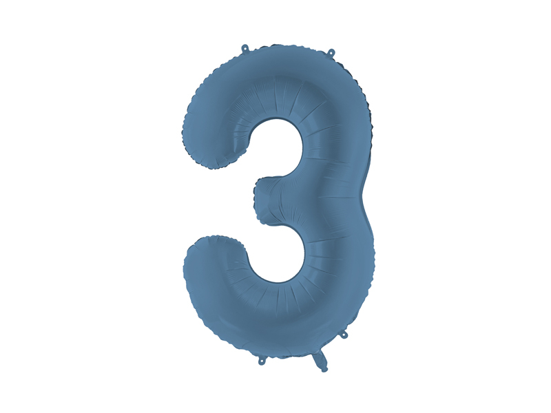Foil Balloon Number ''3'', 86cm, navy blue - Designer decorations and ...