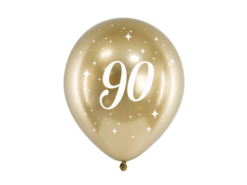 Glossy Balloons 30cm, 90, gold (1 pkt / 6 pc.) - Designer decorations ...